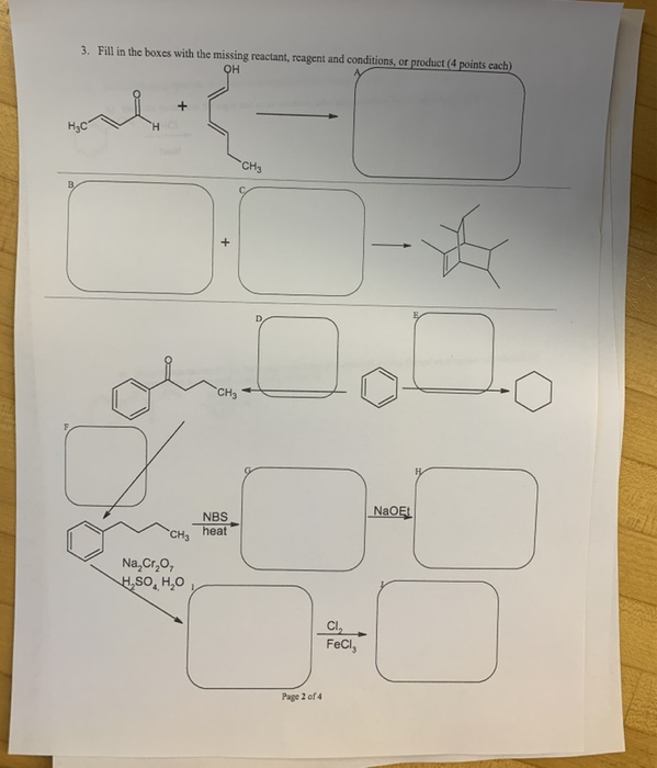Solved 3. Fill in the boxes with the missing reactant, | Chegg.com