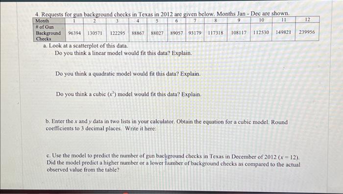 Solved 4. Requests for gun background checks in Texas in | Chegg.com