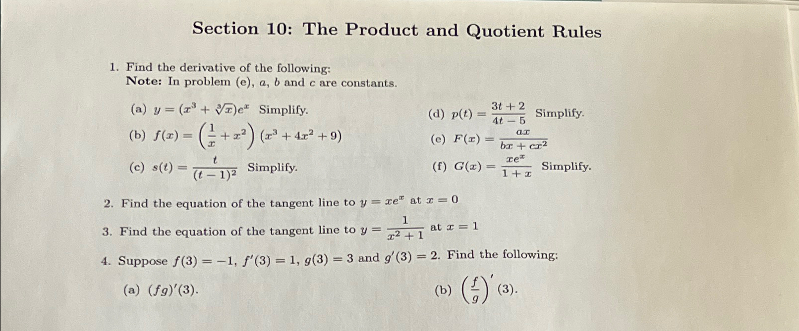 Solved Section 10: The Product and Quotient RulesFind the | Chegg.com