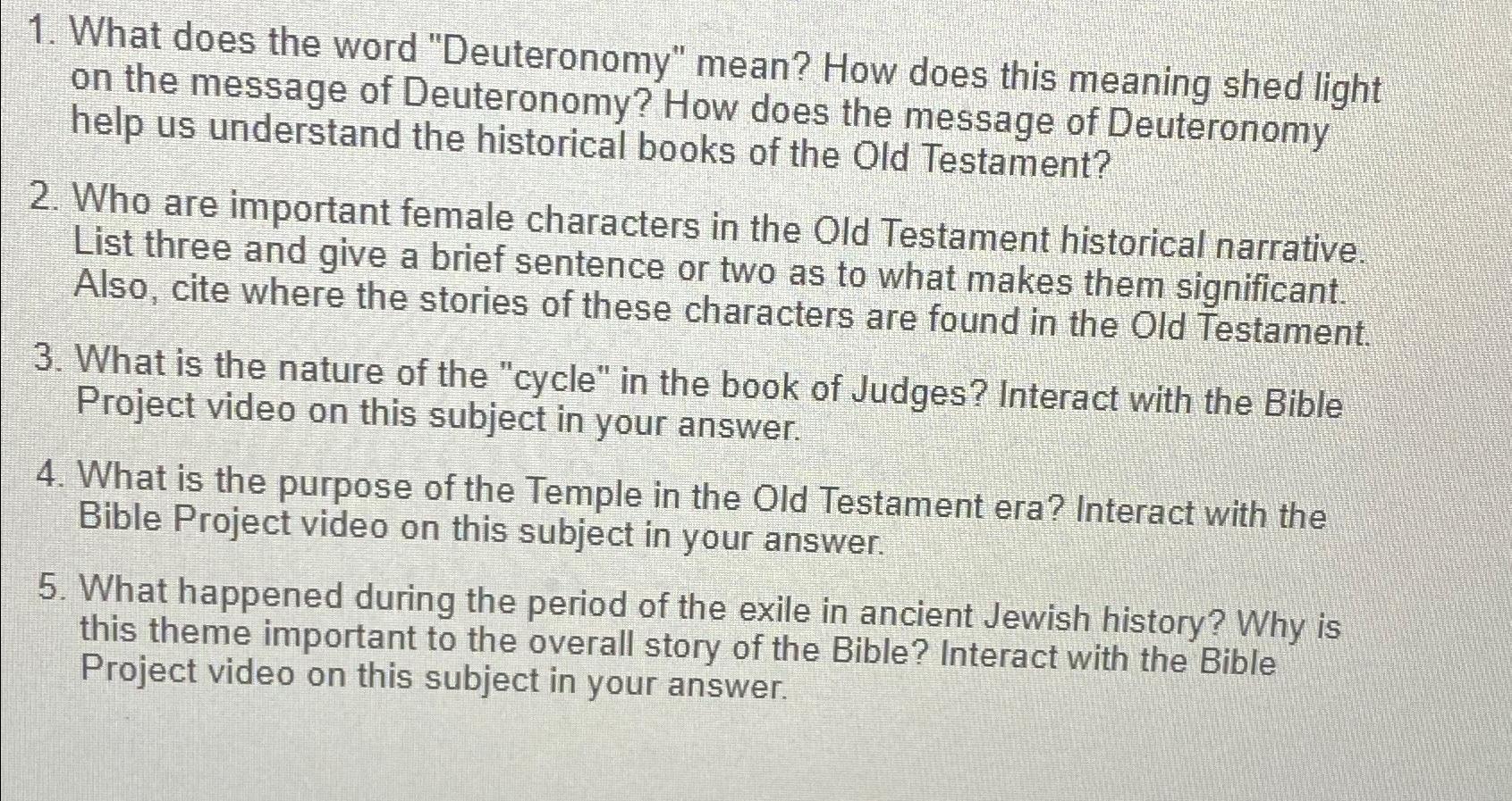 Solved What does the word "Deuteronomy" mean? How does this | Chegg.com