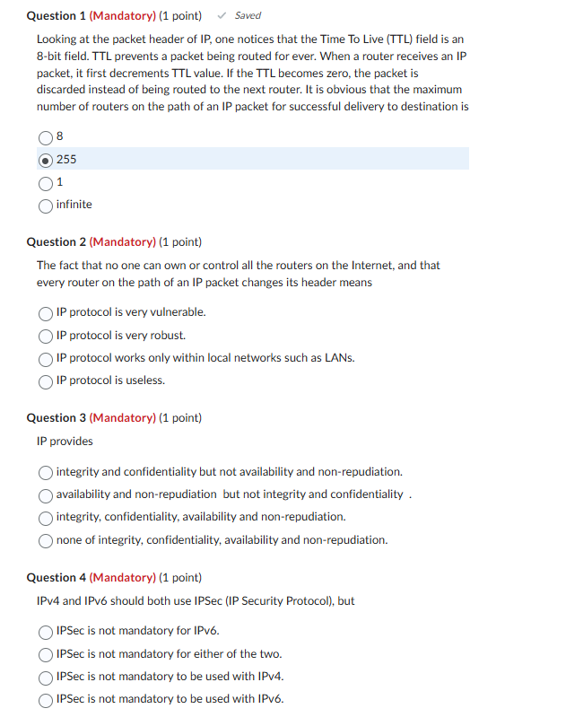 Solved Question 1 (Mandatory) (1 ﻿point)Looking at the | Chegg.com