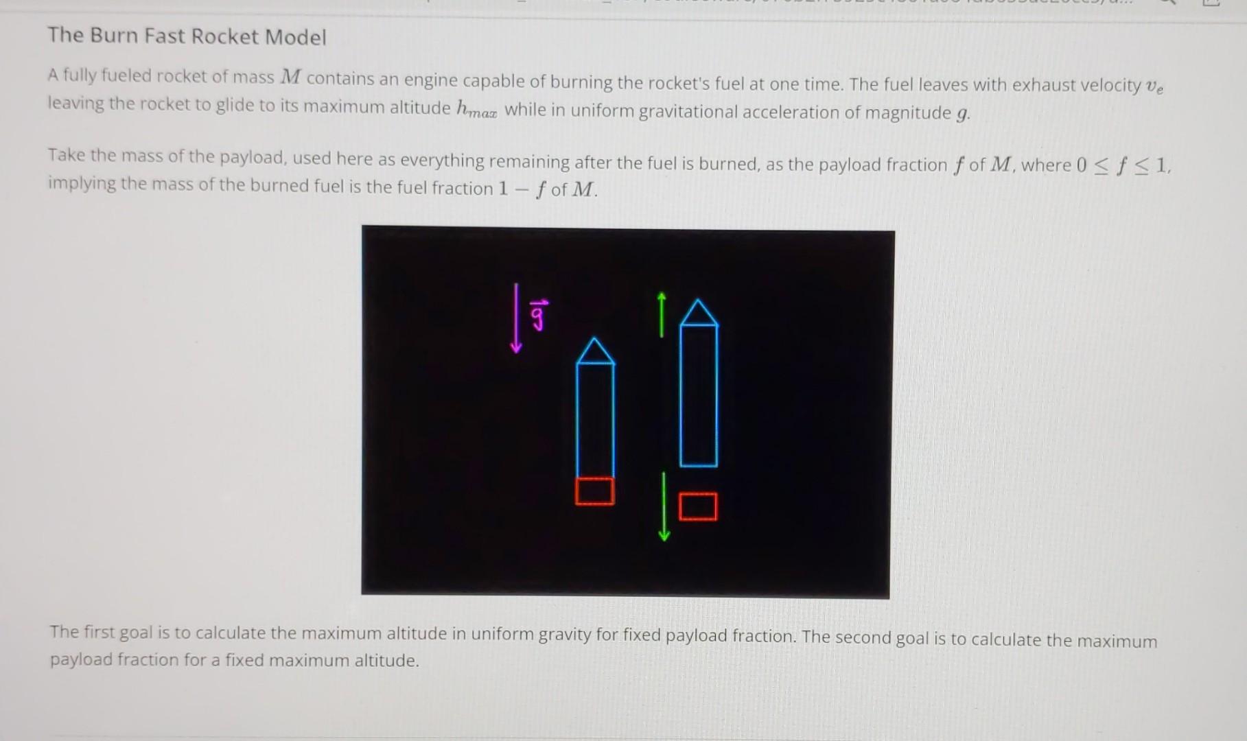 Solved The Burn Fast Rocket Model A fully fueled rocket of | Chegg.com