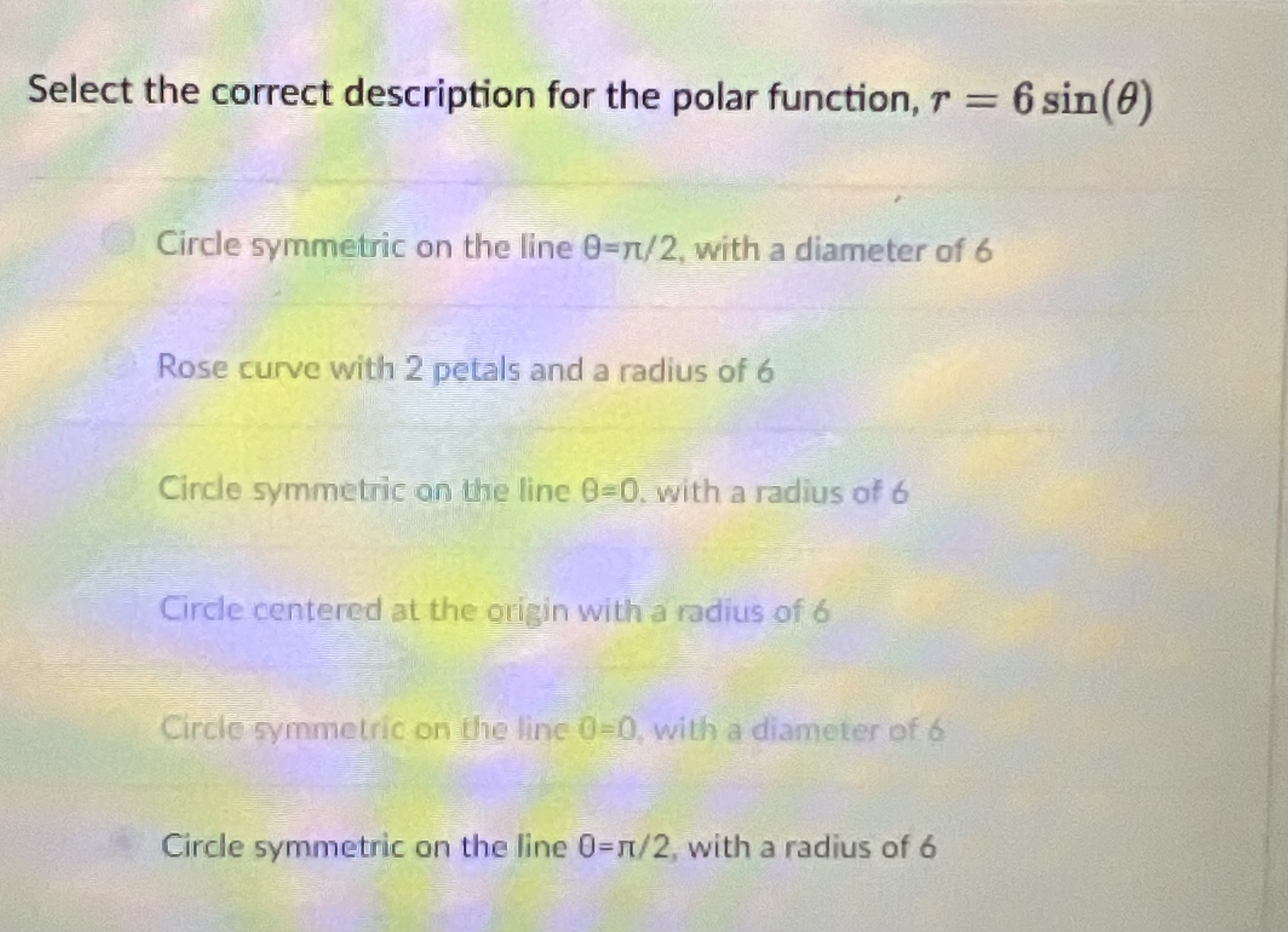 Solved Select the correct description for the polar | Chegg.com