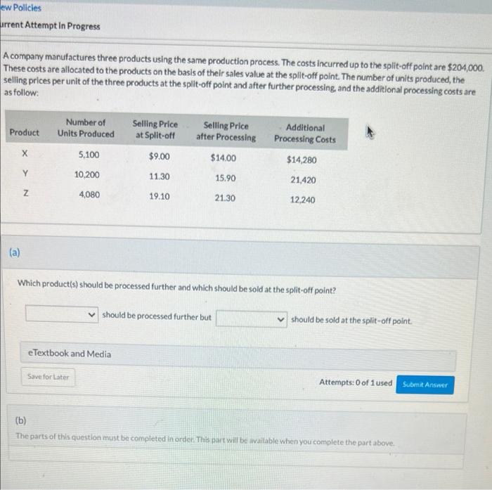 Solved ew Policies urrent Attempt in Progress A company | Chegg.com