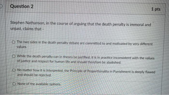 Solved Question 2 1 pts Stephen Nathanson, in the course of | Chegg.com