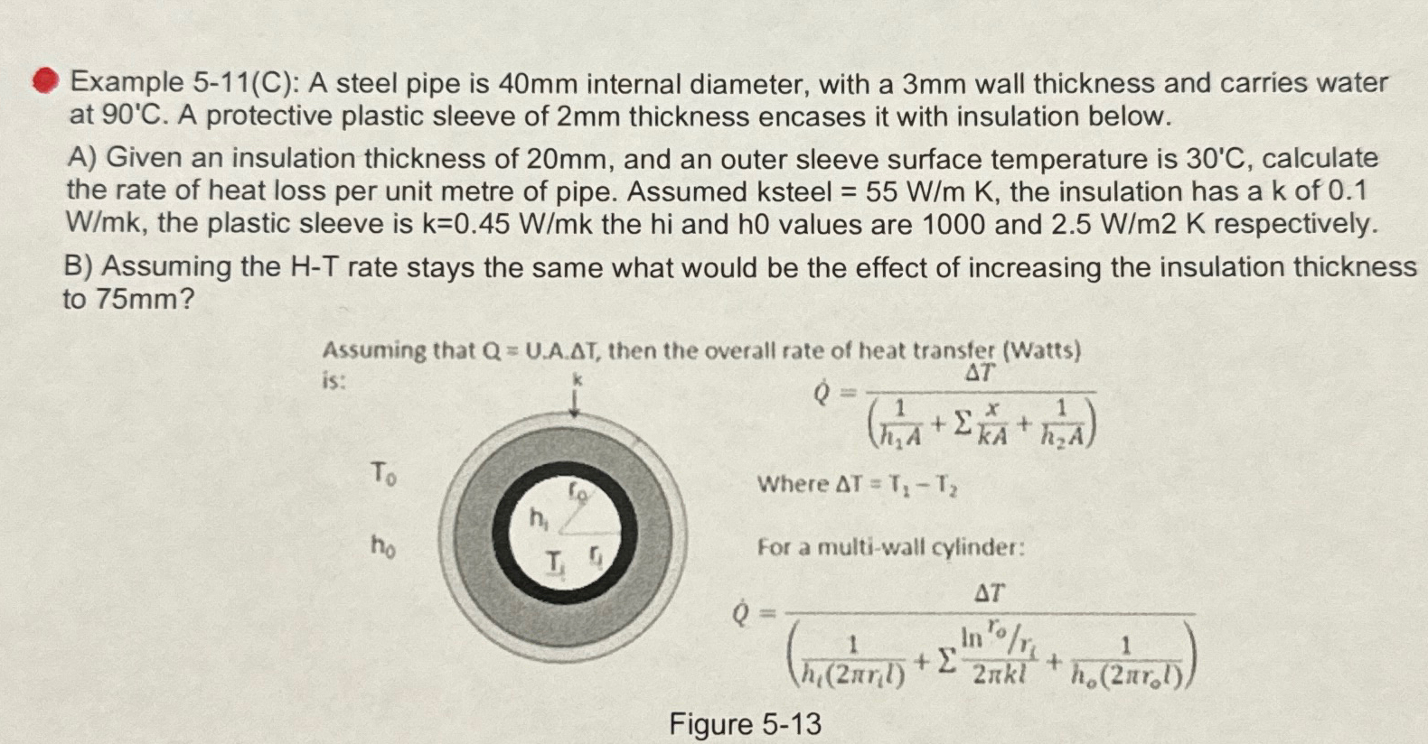 Solved Example 5-11(C) ﻿: A steel pipe is 40mm ﻿internal | Chegg.com