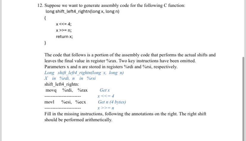 Solved Suppose We Want To Generate Assembly Code For The