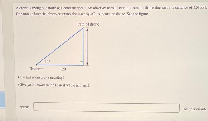 Solved A drone is flying due north at a constant speed. An | Chegg.com