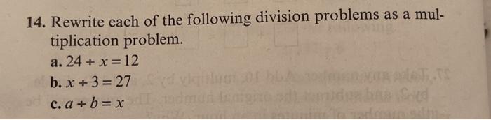Solved 14. Rewrite each of the following division problems | Chegg.com