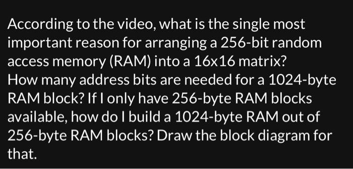 Solved According To The Video What Is The Single Most 