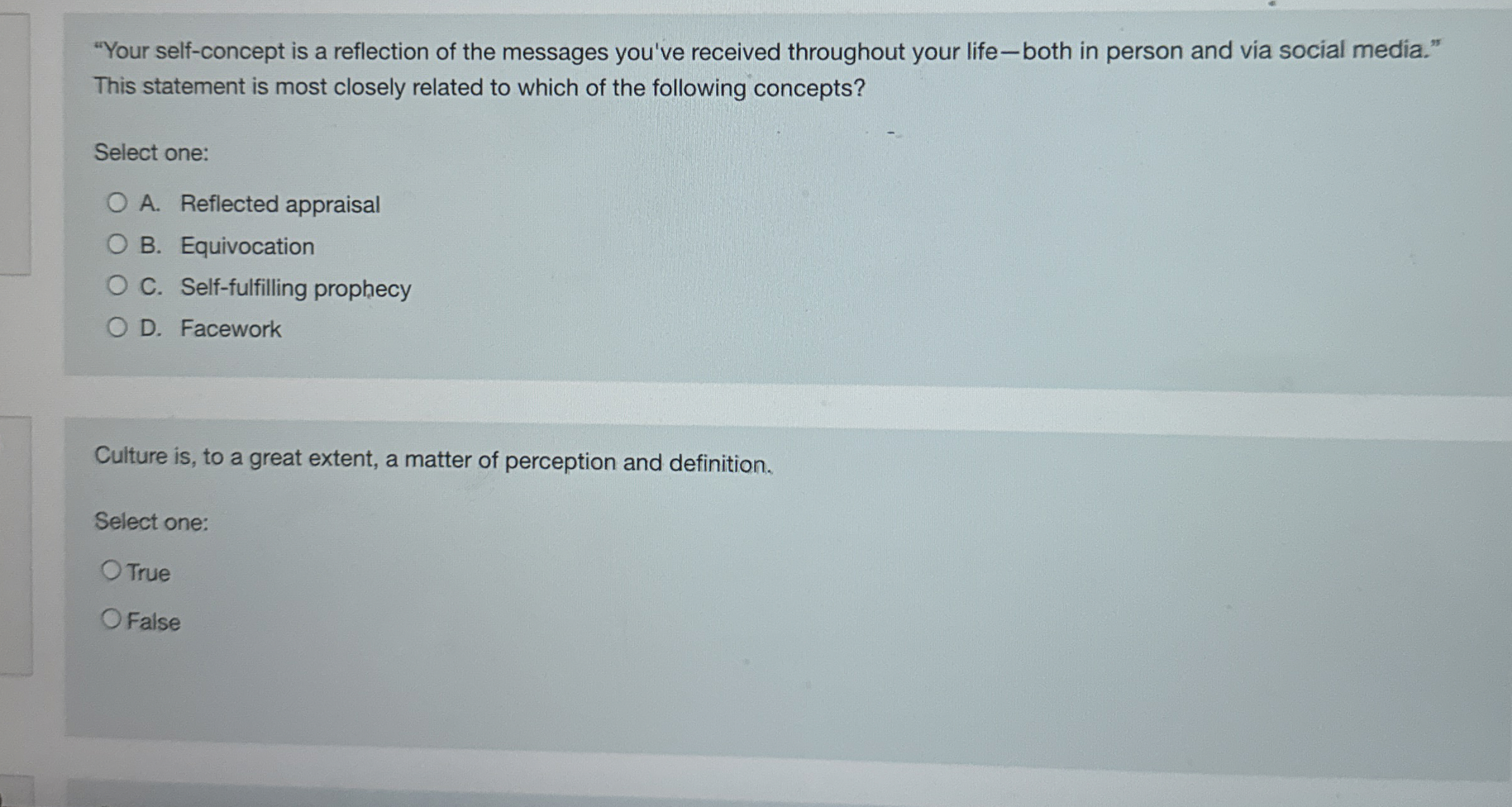 [Solved]: "Your self-concept is a reflection of the mess