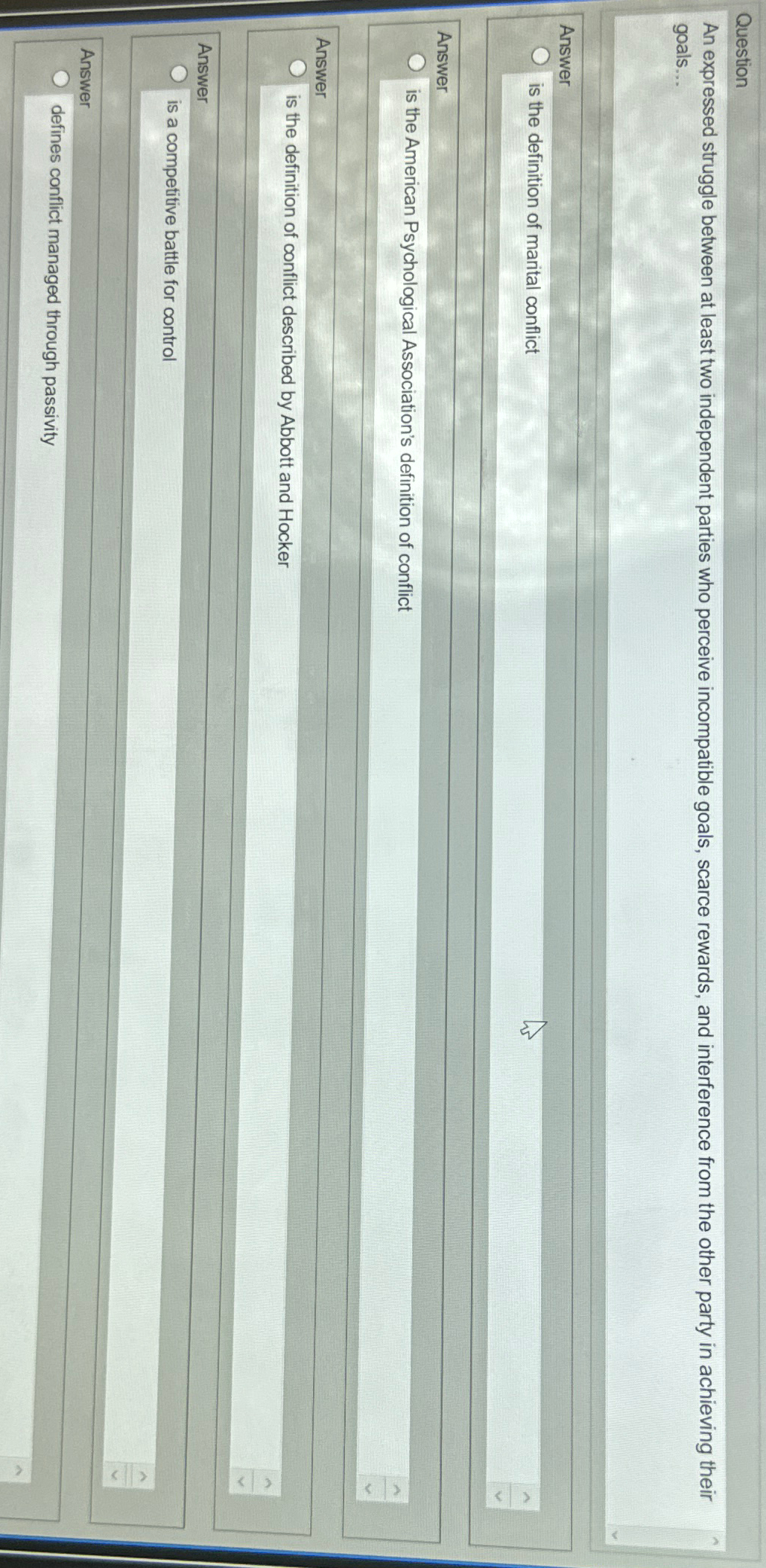 Solved QuestionAn expressed struggle between at least two | Chegg.com