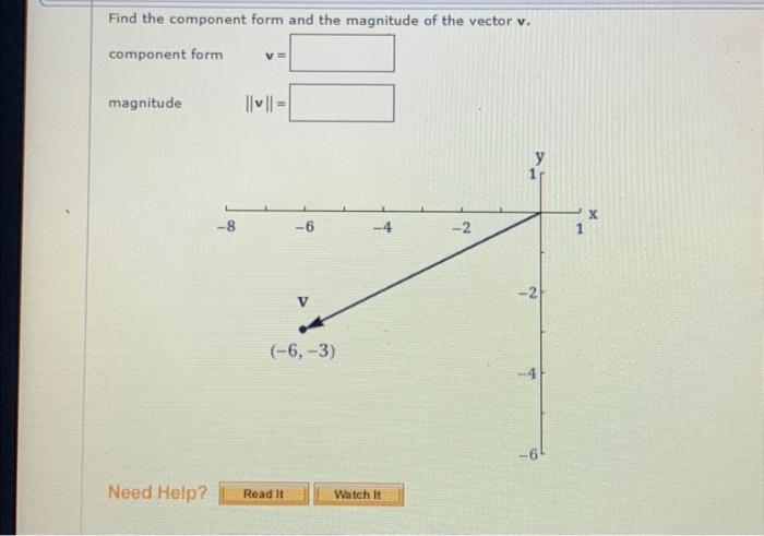 Solved Find the component form and the magnitude of the | Chegg.com