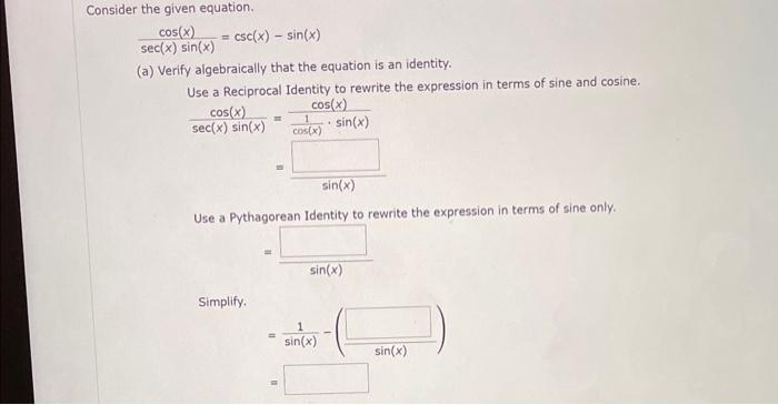 Solved Consider the given equation. | Chegg.com