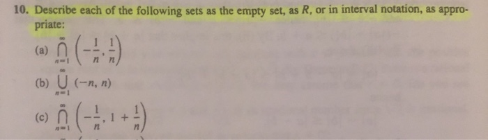 Solved 10. Describe each of the following sets as the empty | Chegg.com