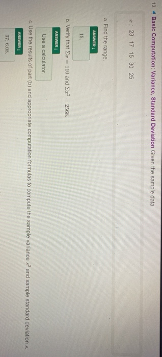 Solved 13. - Basic Computation: Variance, Standard Deviation | Chegg.com