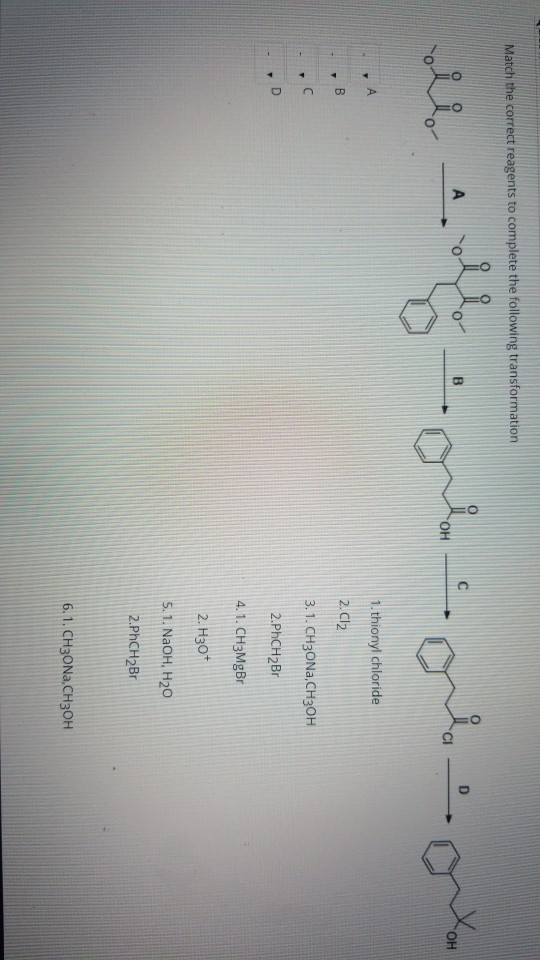 Solved Match the correct reagents to complete the following | Chegg.com
