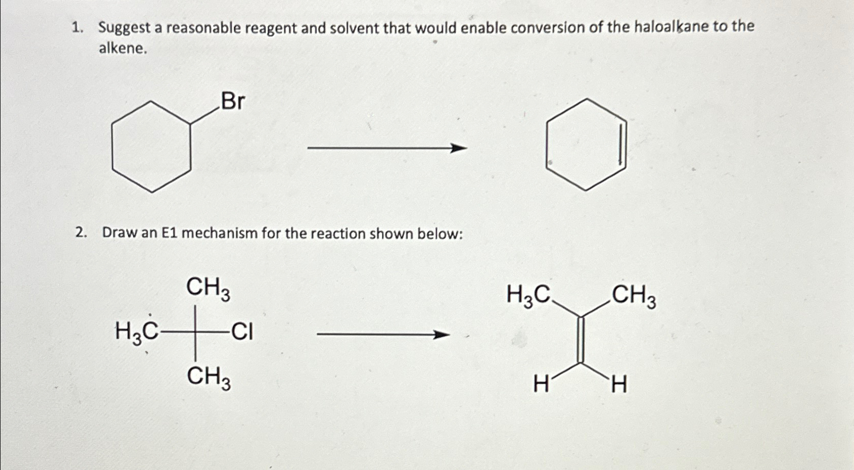 Solved Suggest a reasonable reagent and solvent that would | Chegg.com
