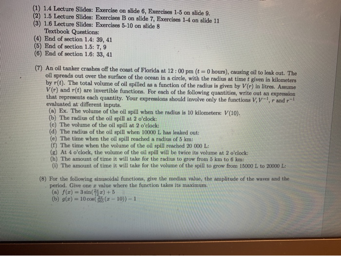 Solved (1) 1.4 Lecture Slides: Exercise on slide 6, | Chegg.com
