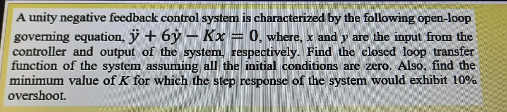 Solved 102 A unity negative feedback control system is | Chegg.com