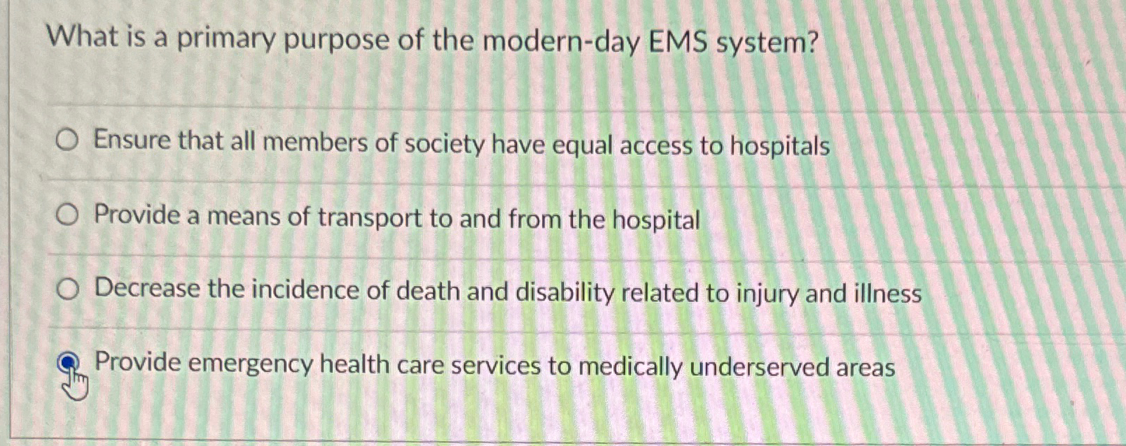 Solved What is a primary purpose of the modern-day EMS | Chegg.com