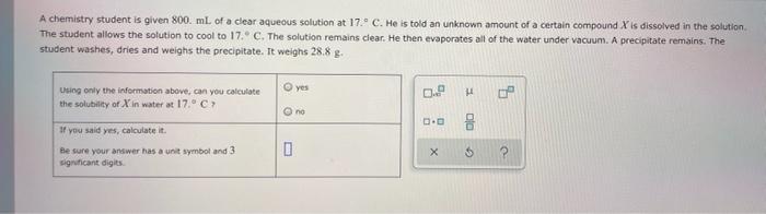 Solved A chemistry student is given 800 ML of a clear | Chegg.com