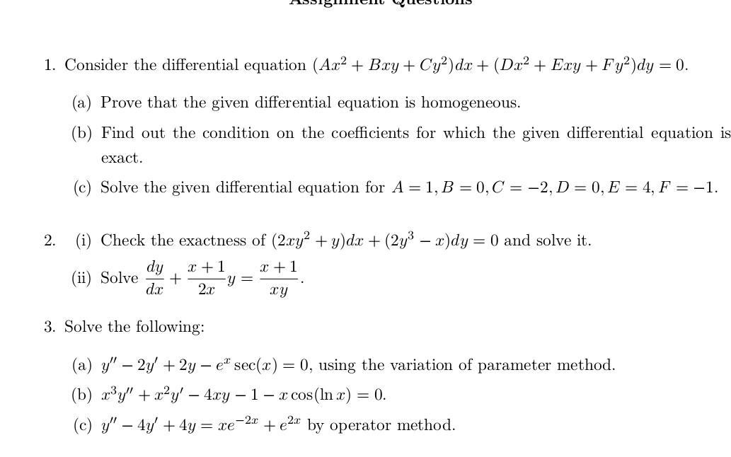 1. Consider the differential equation | Chegg.com