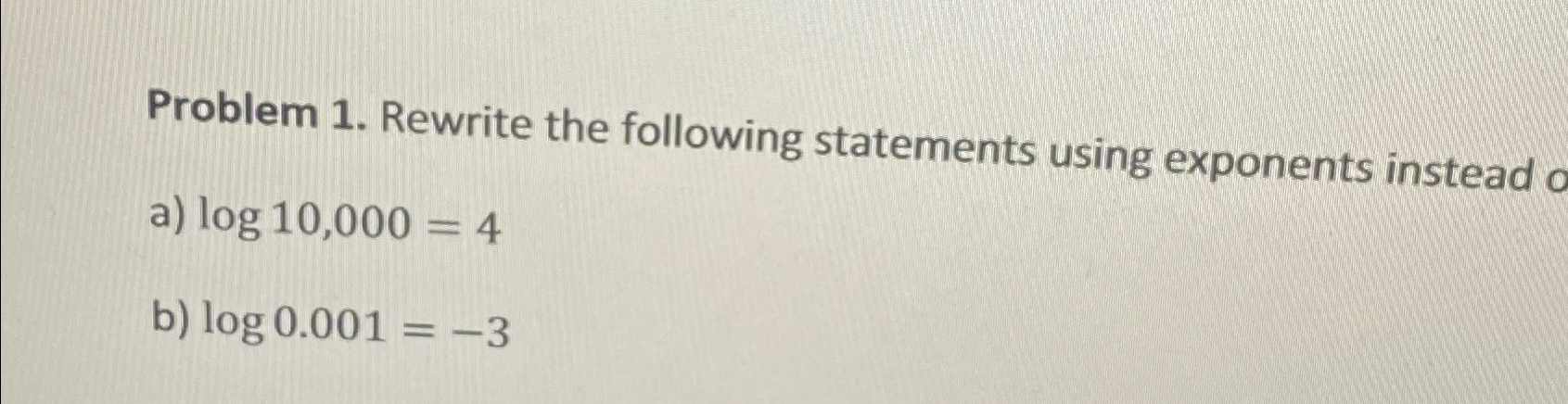 Solved Problem 1. ﻿Rewrite the following statements using | Chegg.com