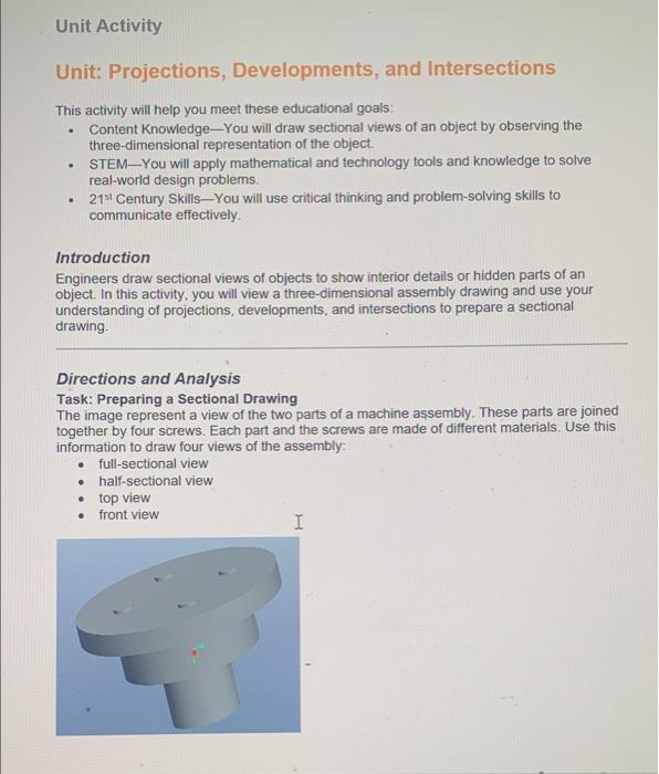 Solved Unit Activity Unit: Projections, Developments, and | Chegg.com