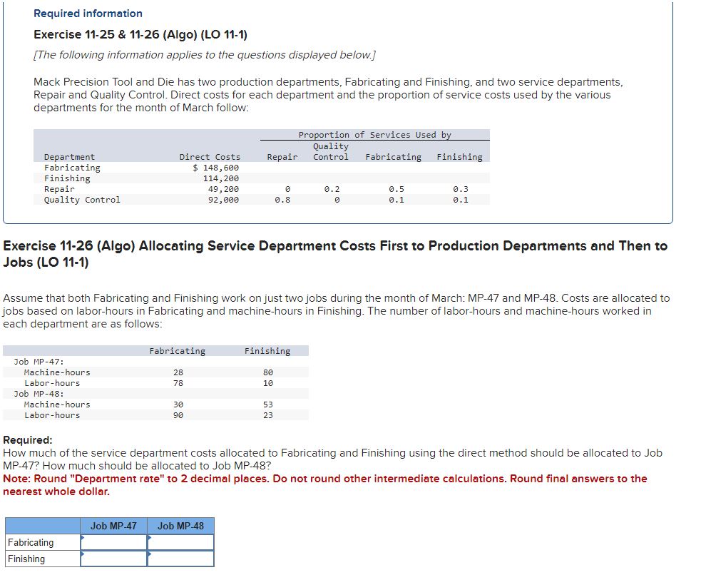 Solved Required informationExercise 11-25 ﻿& | Chegg.com