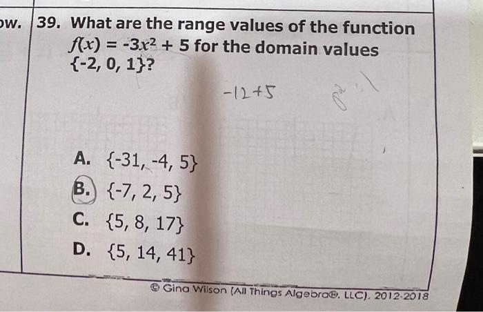 Solved 39. What are the range values of the function | Chegg.com