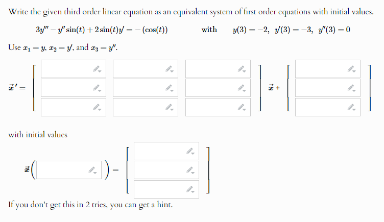 Solved Write the given third order linear equation as an | Chegg.com