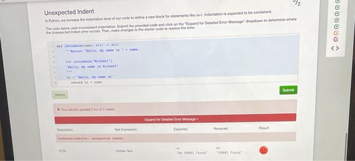 Solved Unexpected Indent in Pythin, ee increase the | Chegg.com