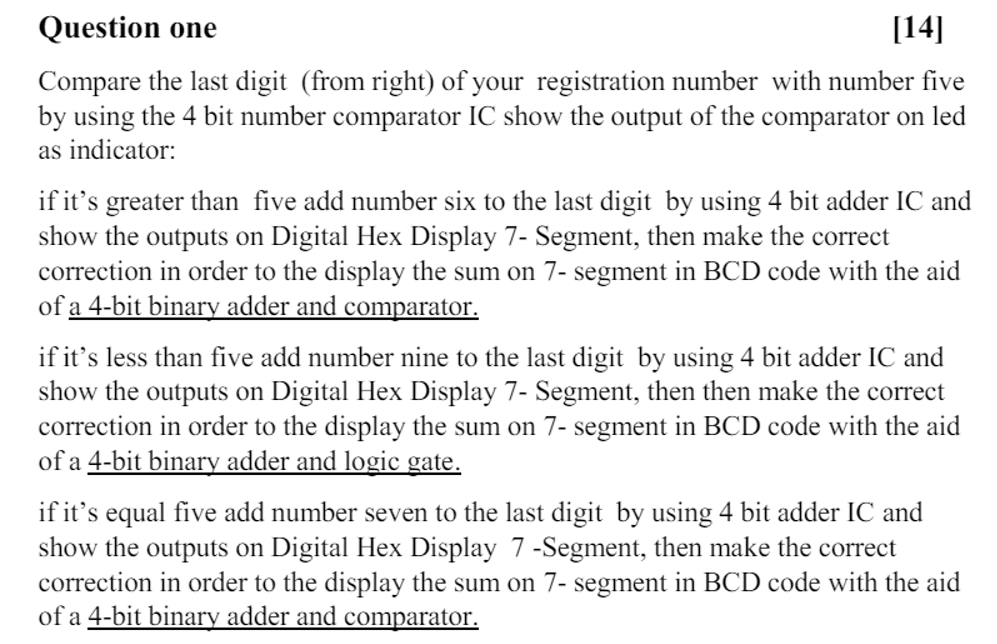 Solved Question oneCompare the last digit (from right) ﻿of | Chegg.com