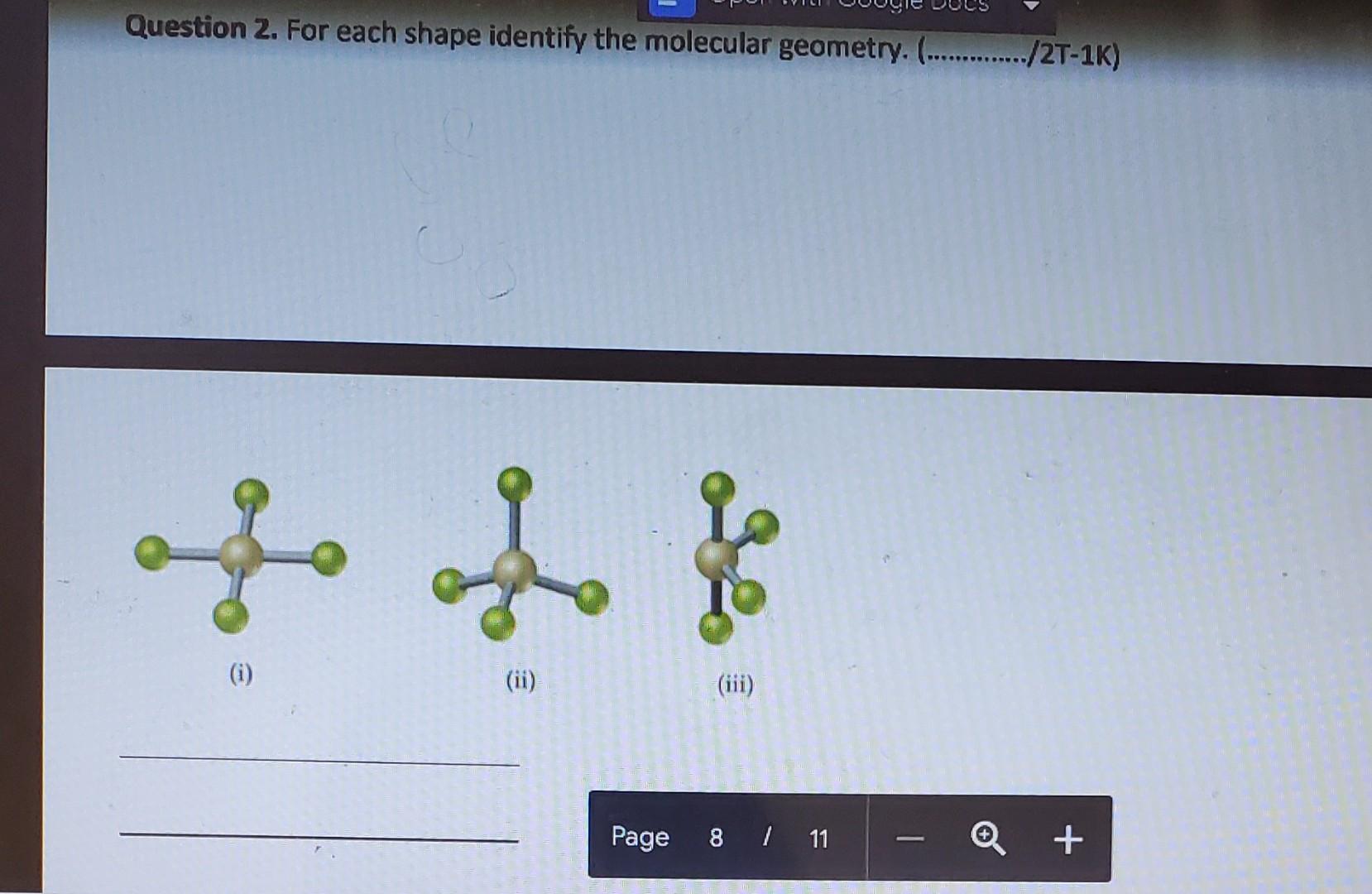[Solved]: Identify the molecular geometry and electron group