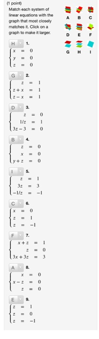 Solved (1 point) Match each system of linear equations with | Chegg.com