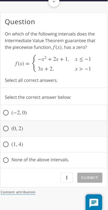 Solved > Question On which of the following intervals does | Chegg.com