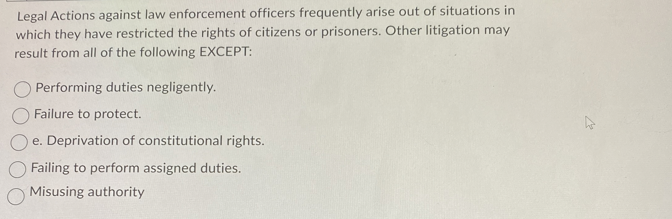 Solved Legal Actions against law enforcement officers | Chegg.com