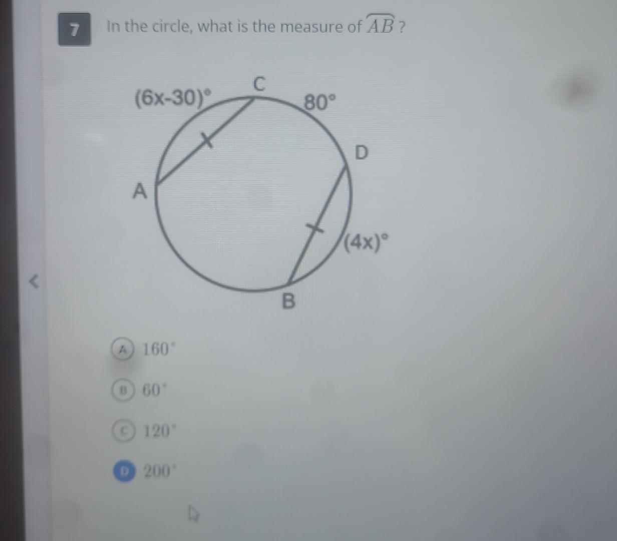 Solved In the circle, what is the measure of \( \overparen{A | Chegg.com
