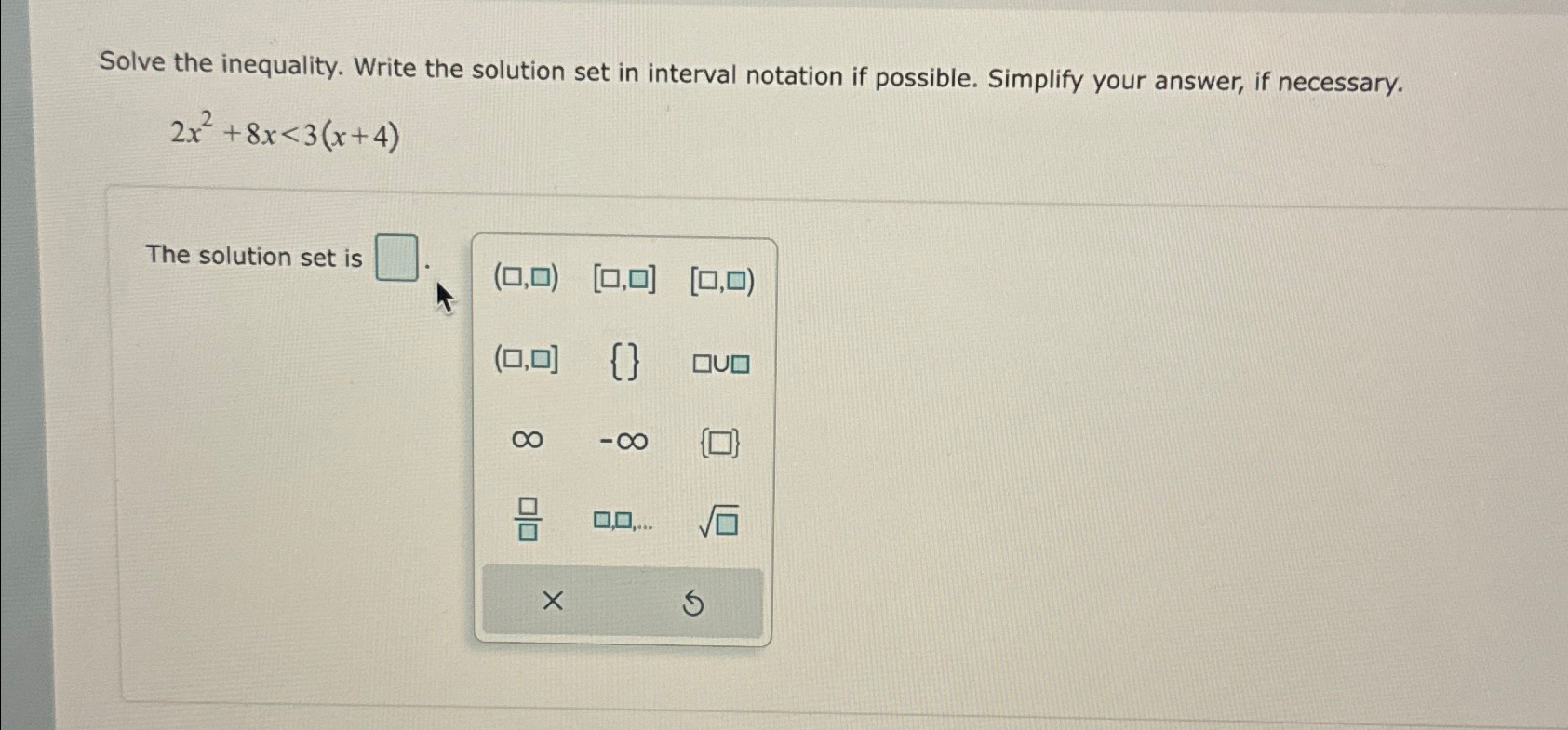 Solved Solve The Inequality Write The Solution Set In Chegg