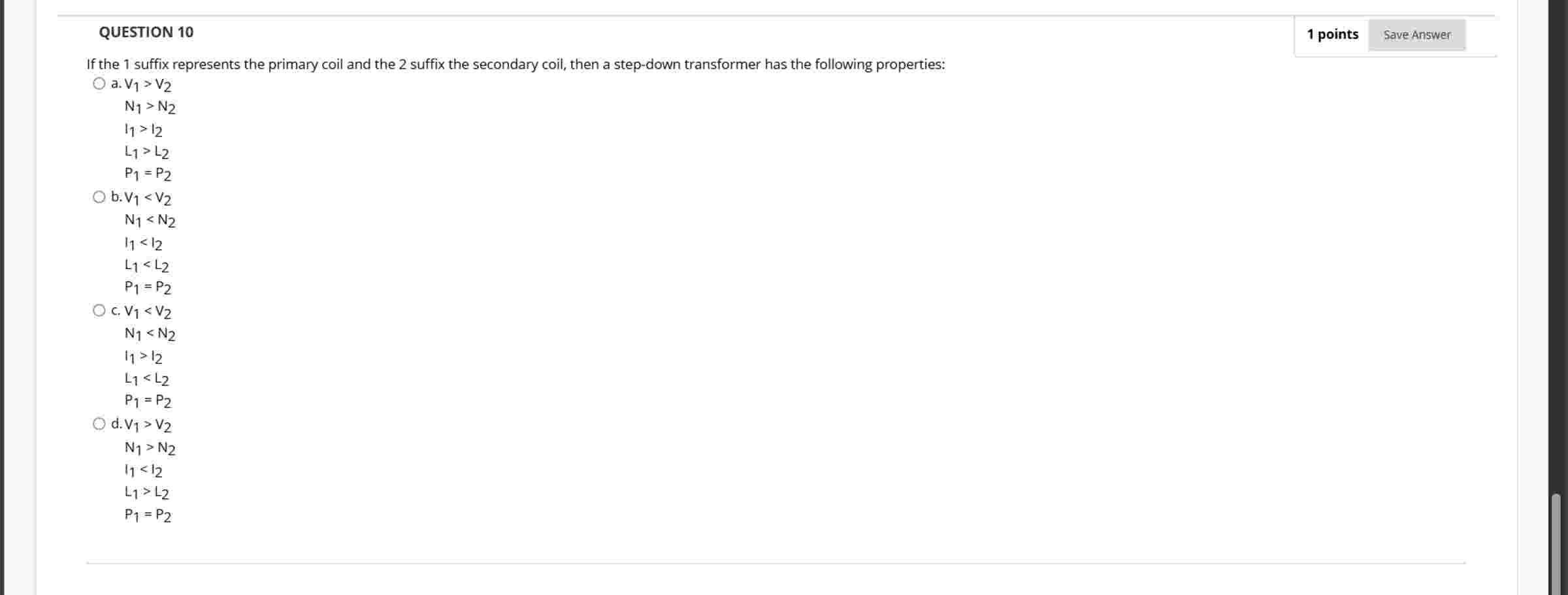 Solved QUESTION 10If ﻿the 1 ﻿suffix represents the primary | Chegg.com