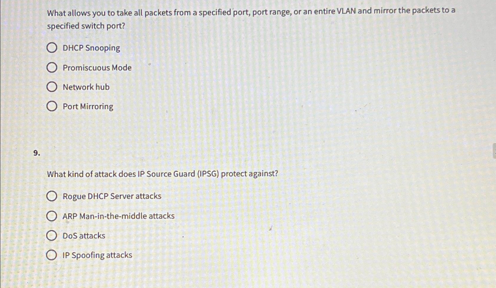 Solved What allows you to take all packets from a specified | Chegg.com