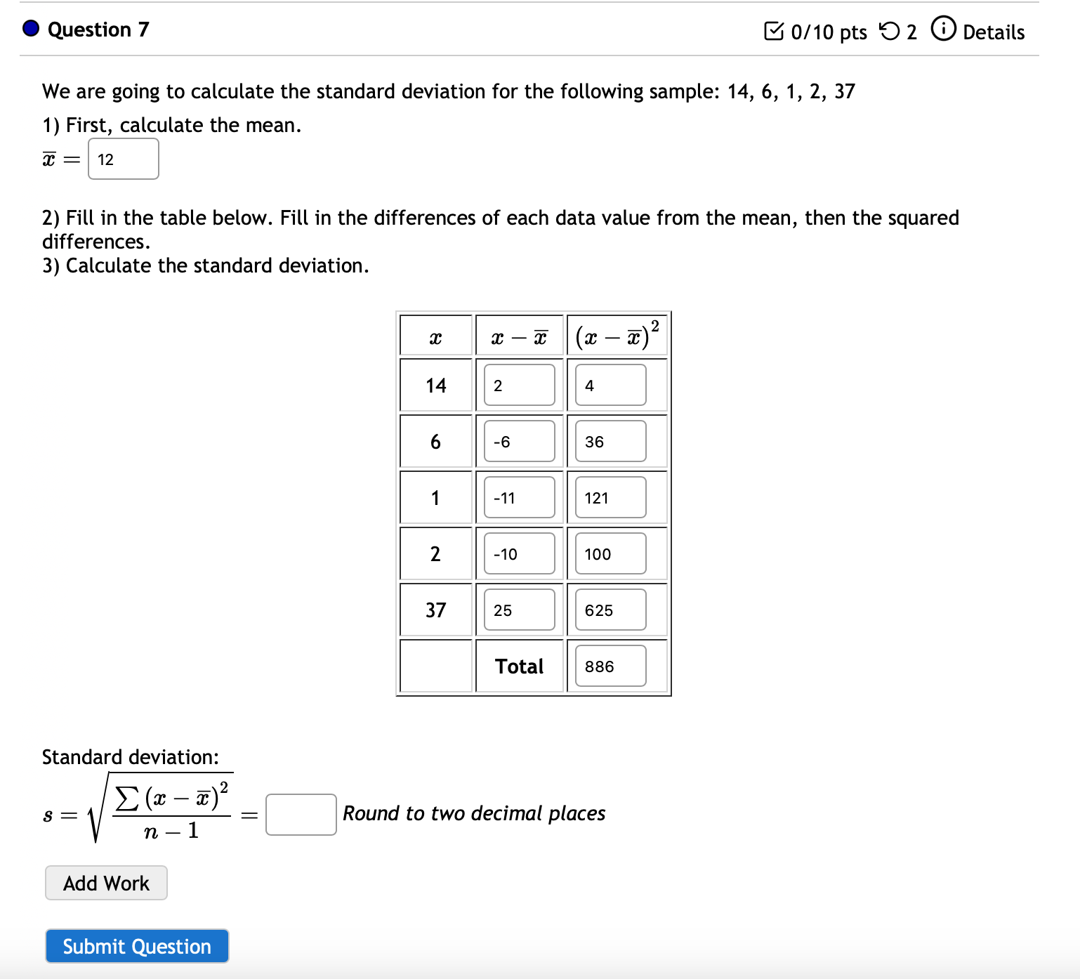 Solved Question 7We are going to calculate the standard | Chegg.com