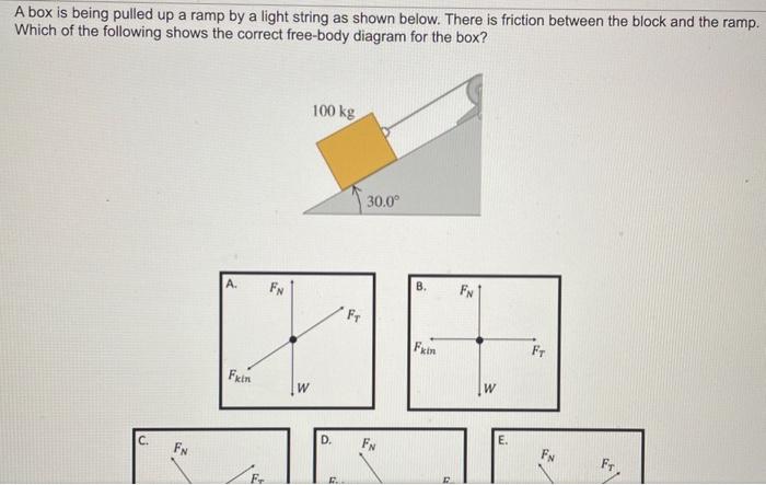 Solved A box is being pulled up a ramp by a light string as | Chegg.com