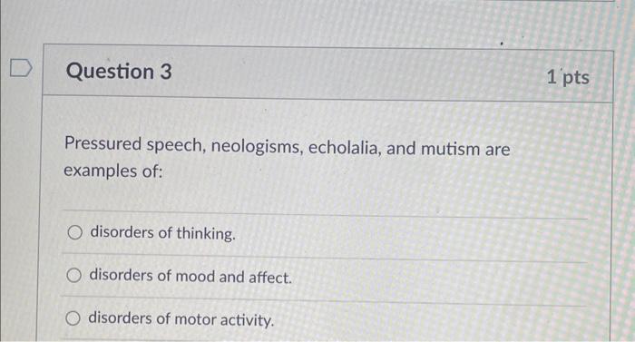 Solved Pressured speech, neologisms, echolalia, and mutism | Chegg.com