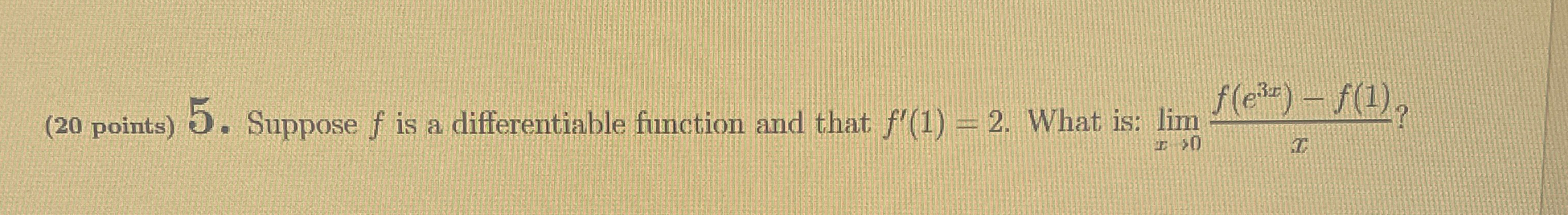 Solved (20 ﻿points) 5. ﻿Suppose f ﻿is a differentiable | Chegg.com