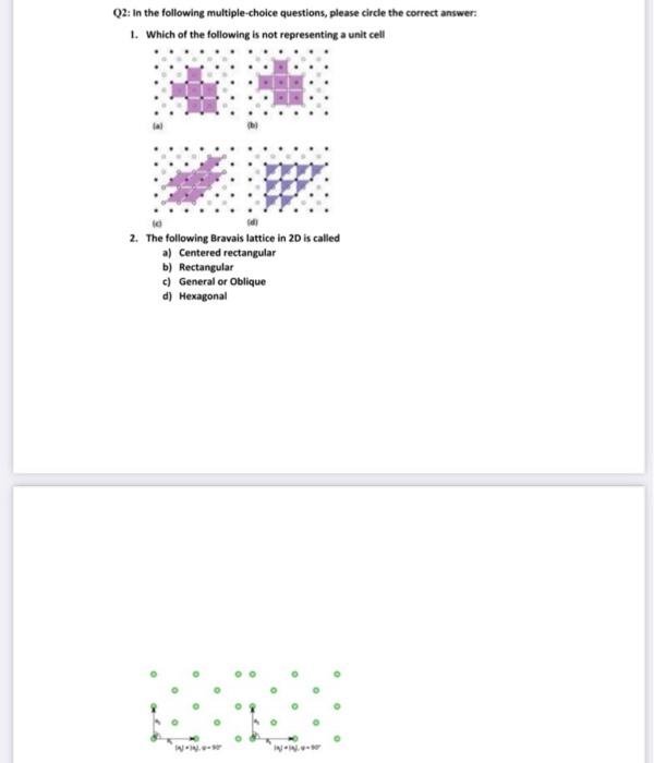 Solved 2. The following Bravais lattice in 20 is called a) | Chegg.com