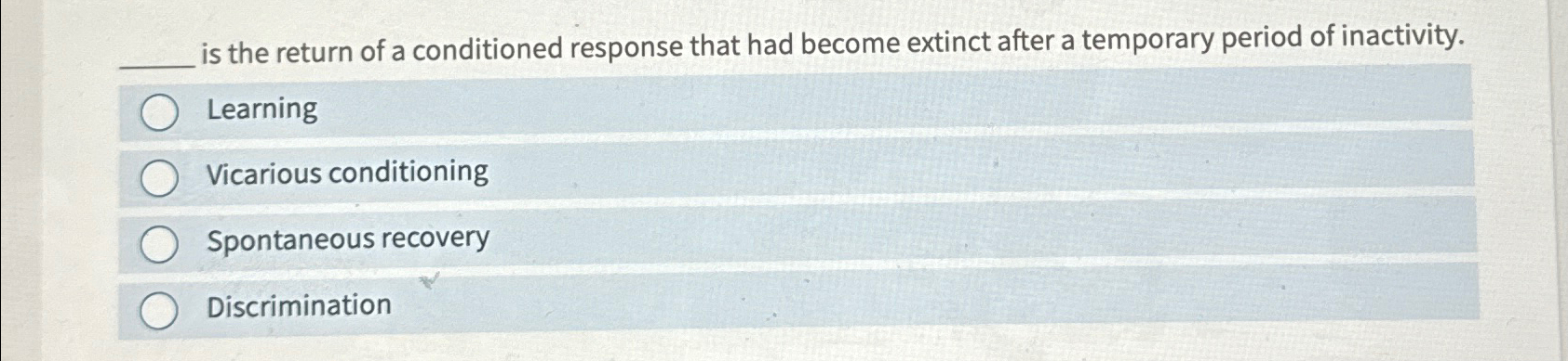 Solved is the return of a conditioned response that had | Chegg.com