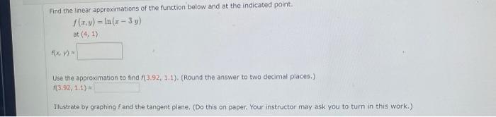 Solved Find the linear approximations of the function below | Chegg.com