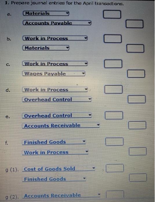 Solved Job Cort Flow, Journal Entries On April 1, Sangvikar | Chegg.com